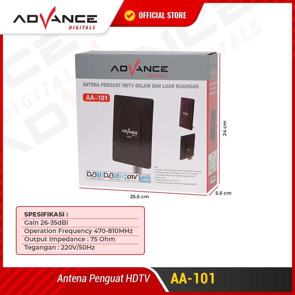 Z266 Ori Advance AA-101 Antena Indoor Outdoor 2 TV Digital Analog DVB ...